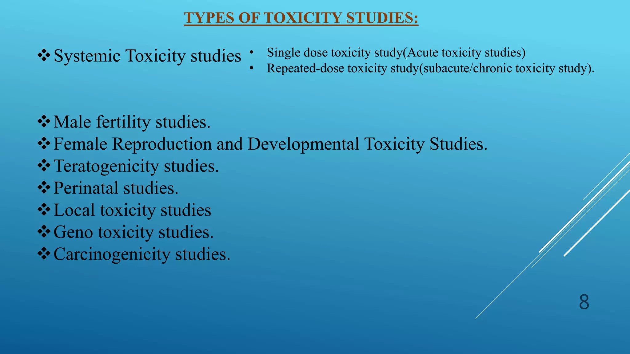 Acute and chronic toxicity studies in animals | PPTX