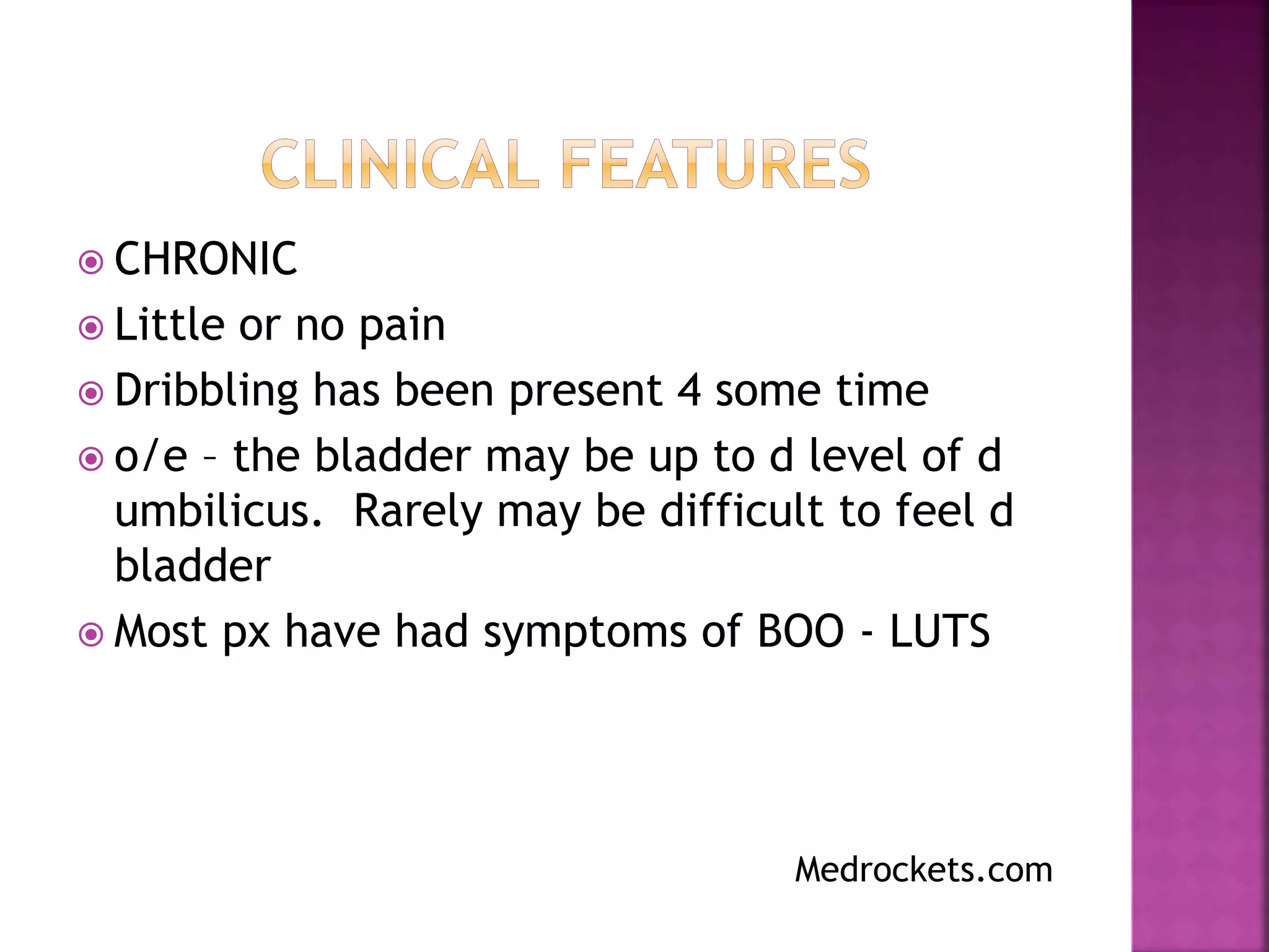 Acute and chronic urinary retention | PPTX