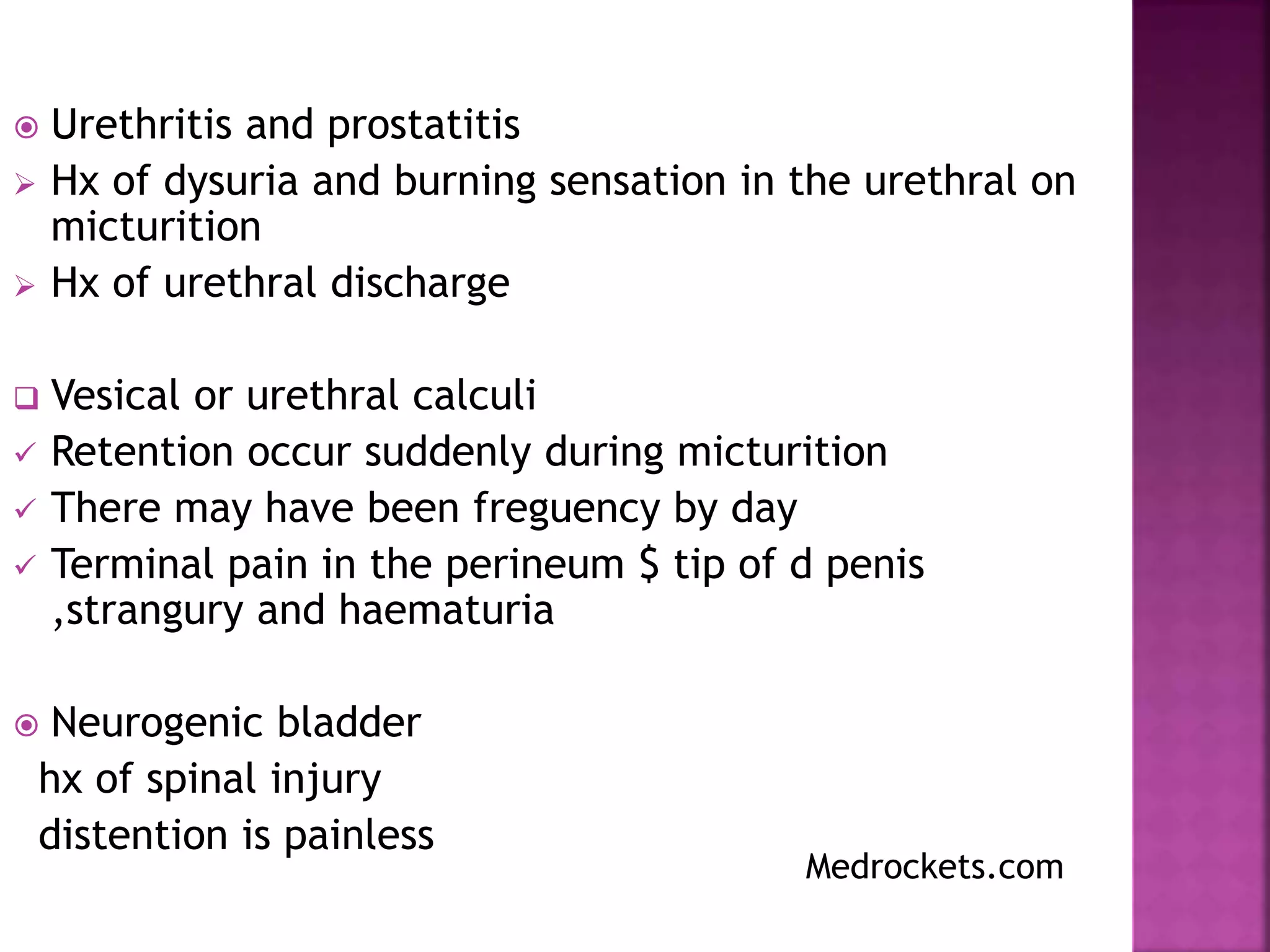 Acute and chronic urinary retention | PPTX
