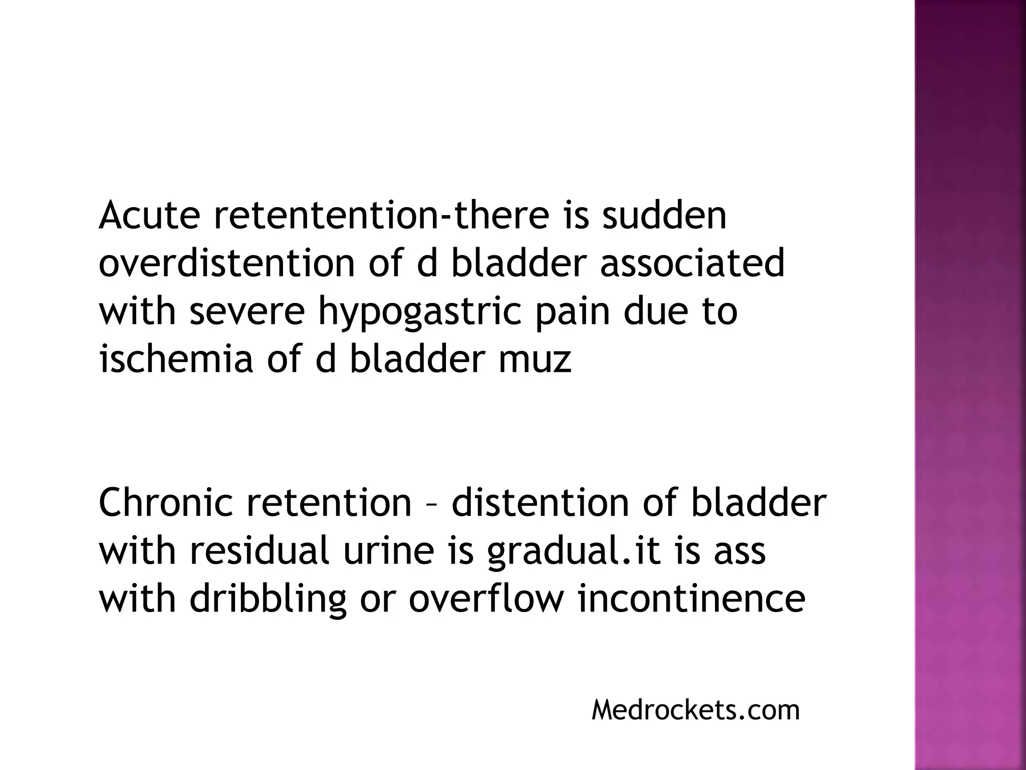 Acute and chronic urinary retention | PPTX