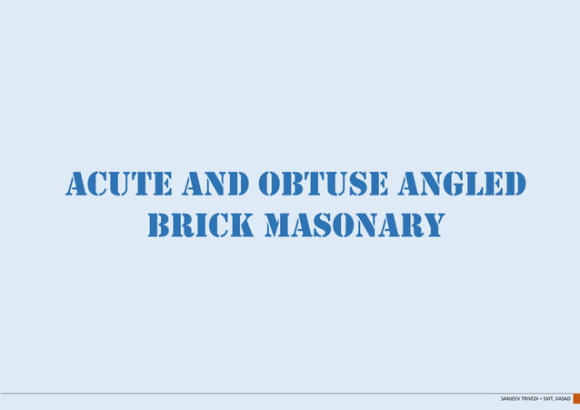 Acute and Obtuse Angled Brick Masonry | PDF