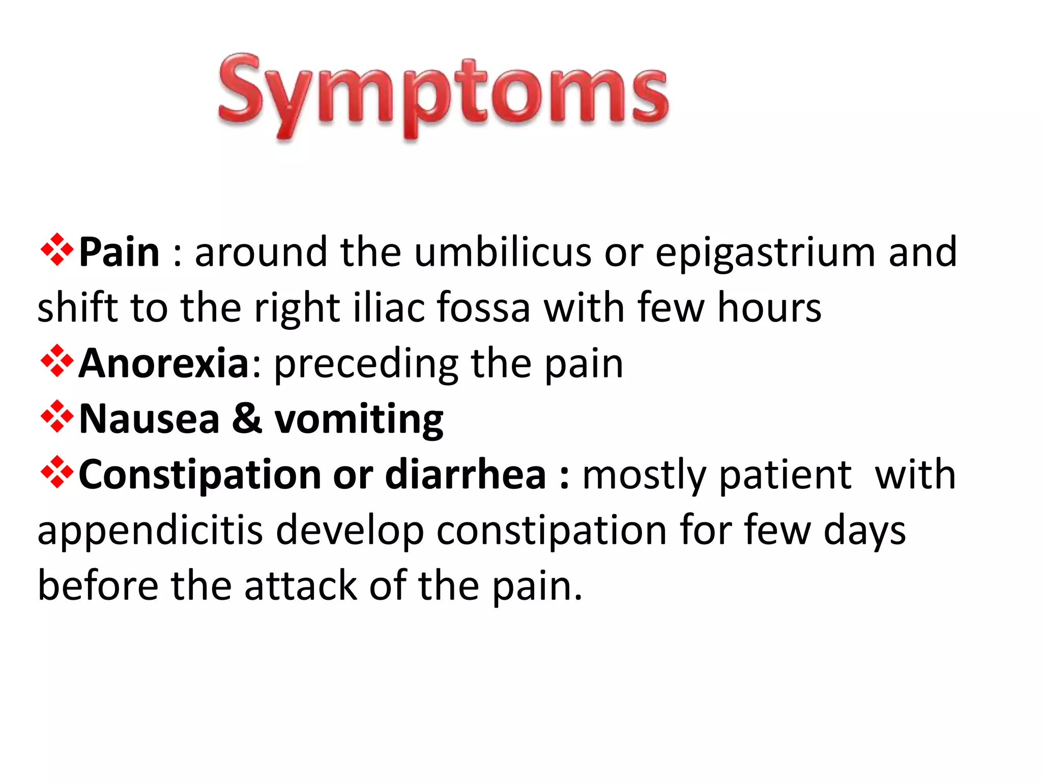 Acute appendicitis causes symptoms diagnosis management | PPTX ...