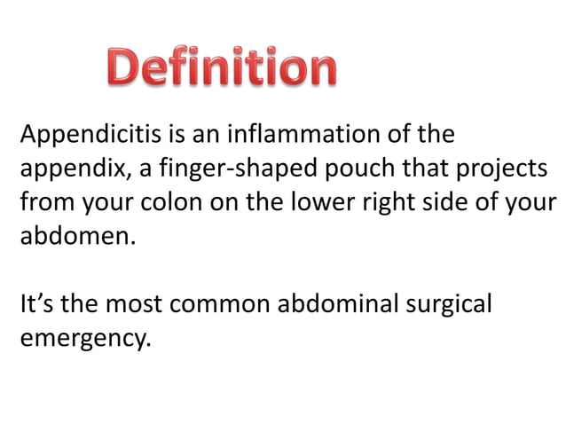Acute appendicitis causes symptoms diagnosis management | PPTX ...