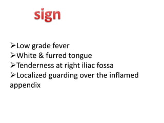 Acute appendicitis causes symptoms diagnosis management | PPTX ...