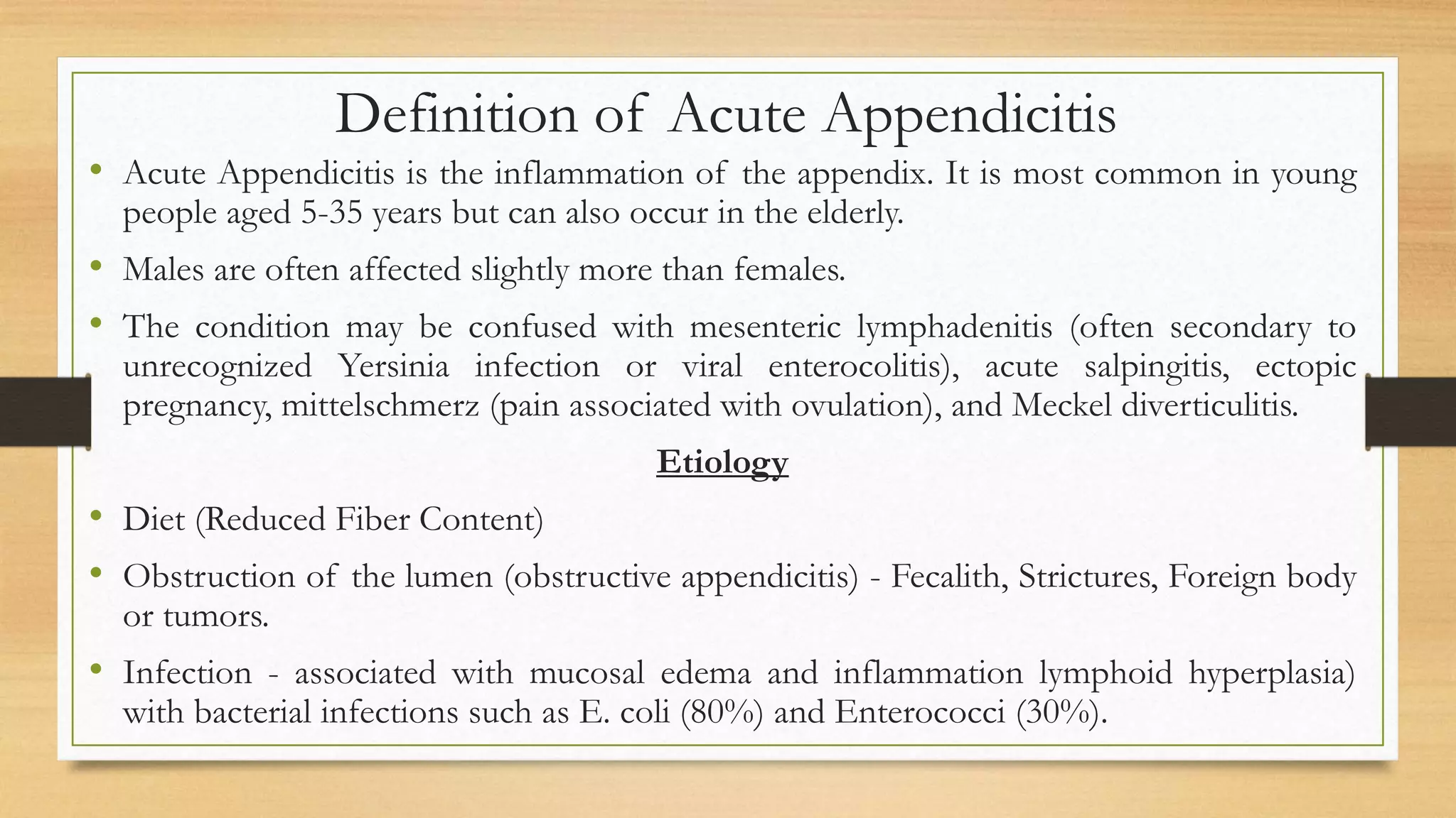 ACUTE APPENDICITIS.pptx | Digestive Disorders | Diseases and Conditions