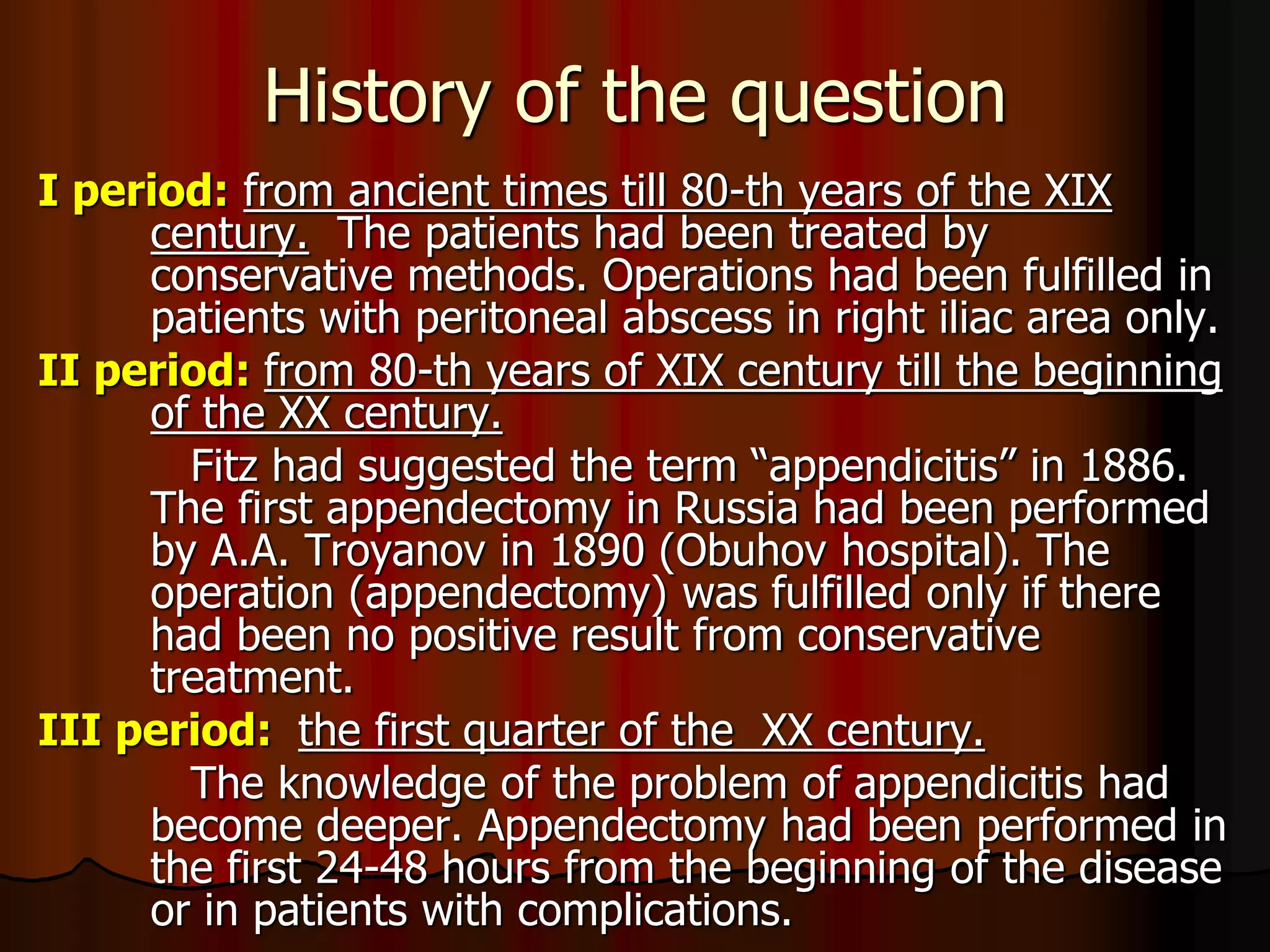 Acute appendicitis(lecture vasilevsky v.p.) | PDF