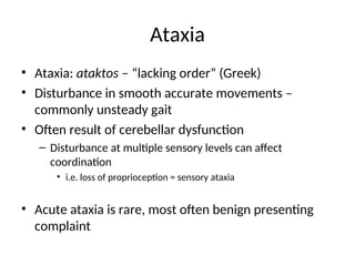 Approach to a child with acute ataxia ppt | PPT