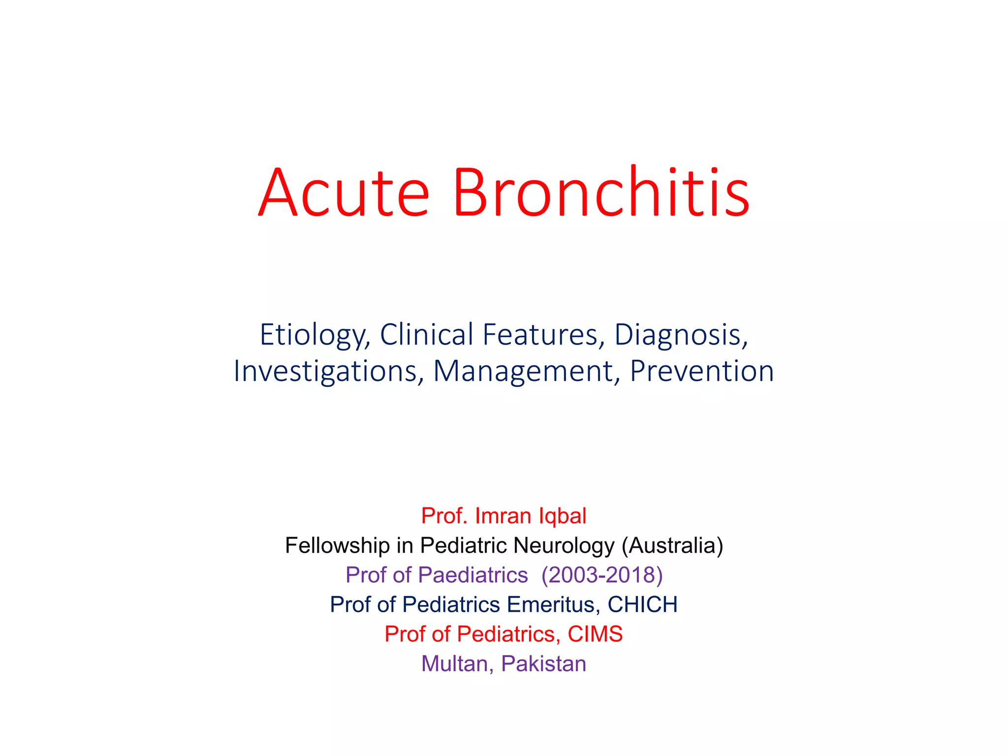 Acute bronchitis in children 2021 | PDF