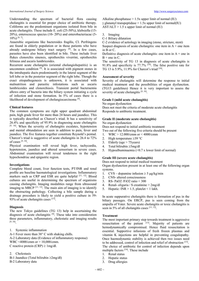 Acute cholangitis:Diagnosis and management | PDF | Digestive Disorders ...