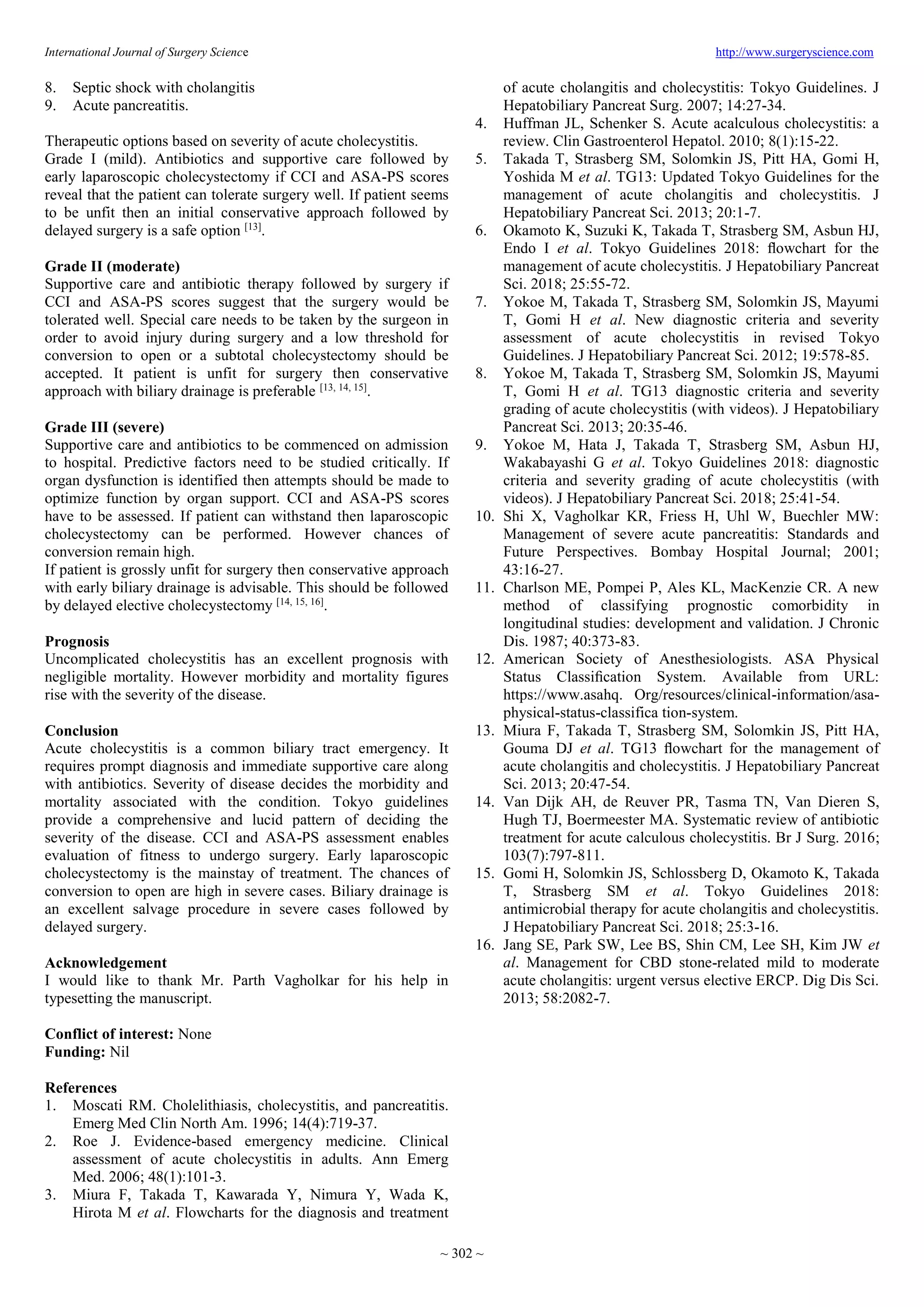 Acute cholecystitis:Severity assessment and management | PDF