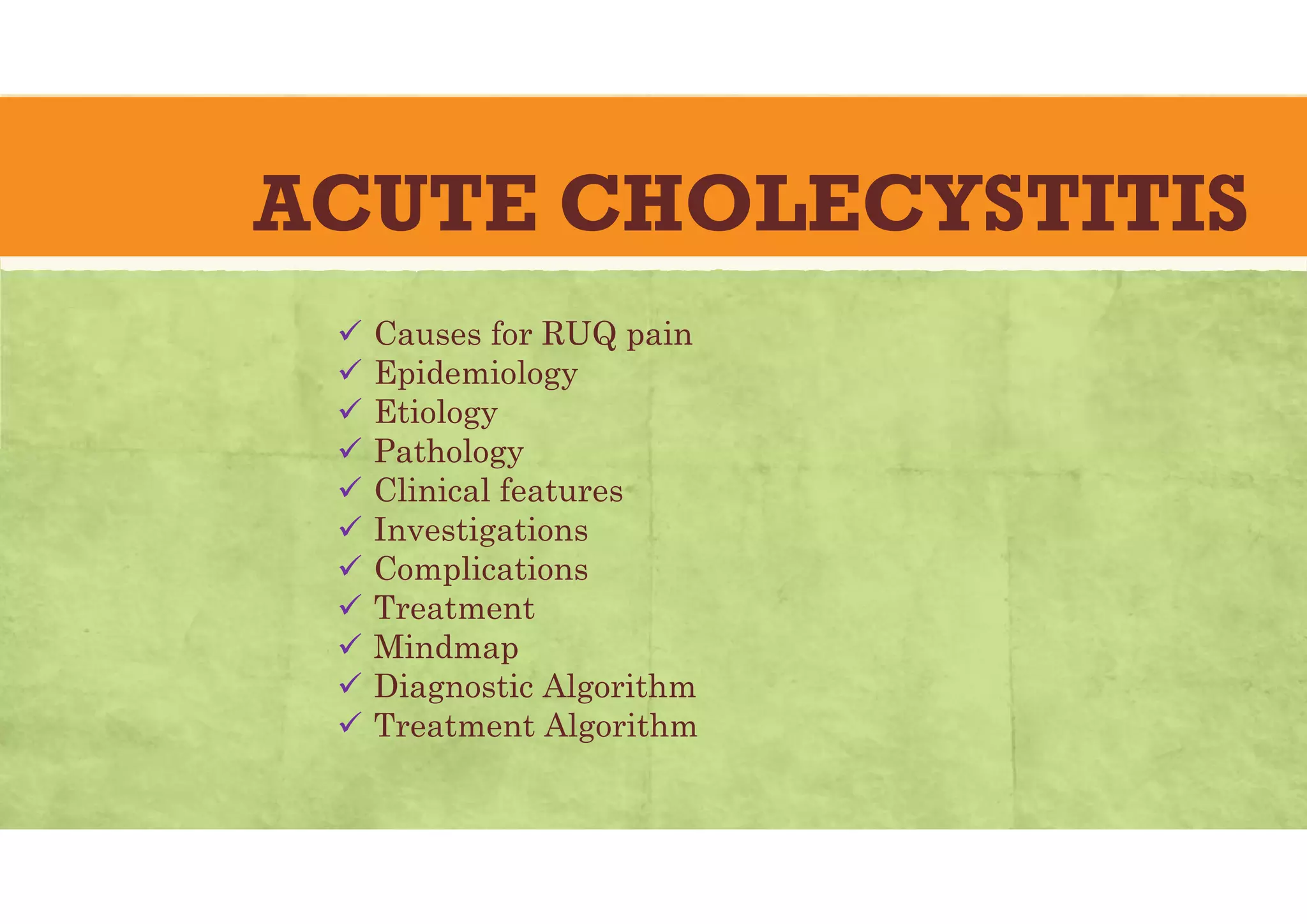 Acute cholecystitis/ RUQ Pain | PDF