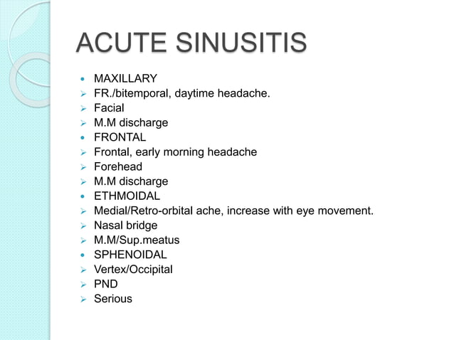 ACUTE & CHRONIC SINUSITIS.pptx | Ear, Nose and Throat Conditions | Diseases and Conditions