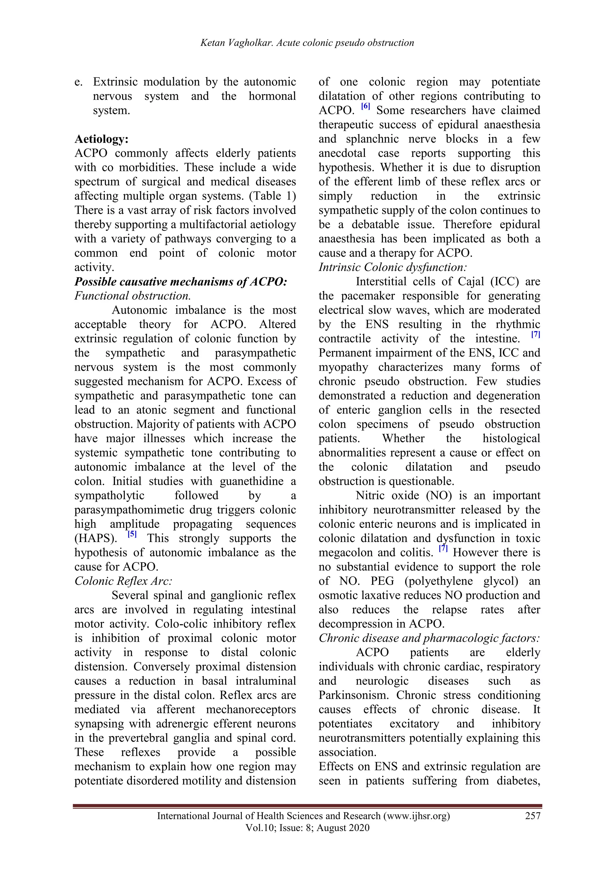 Acute colonic pseudo obstruction | PDF