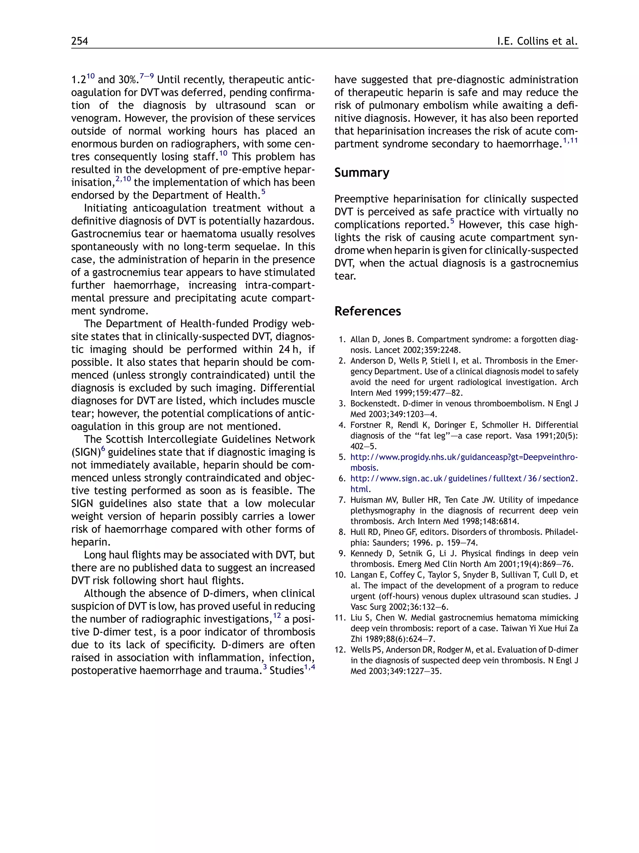 Acute compartment syndrome following dvt | PDF