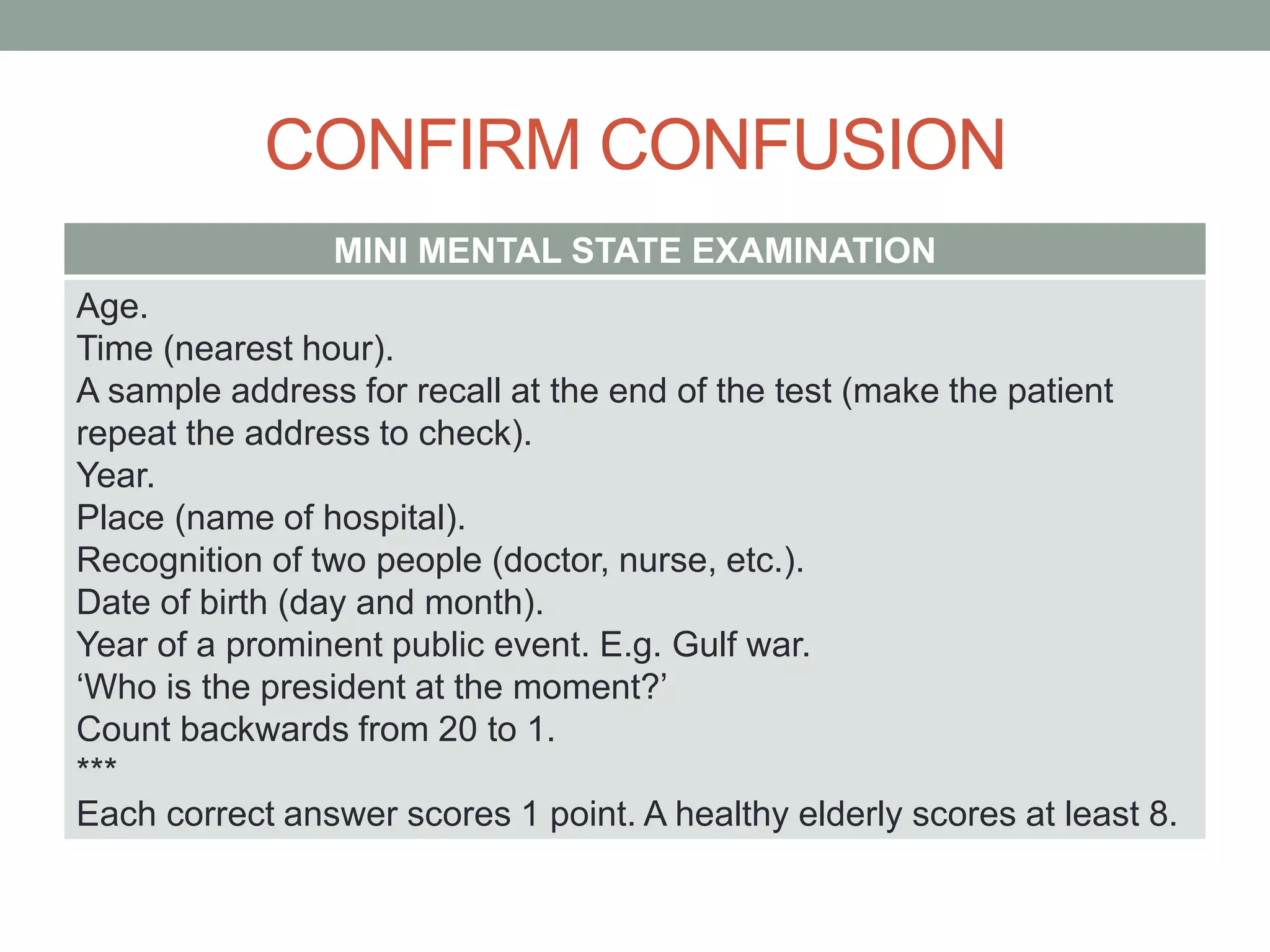 Acute confusional state (Delirium) | PPTX
