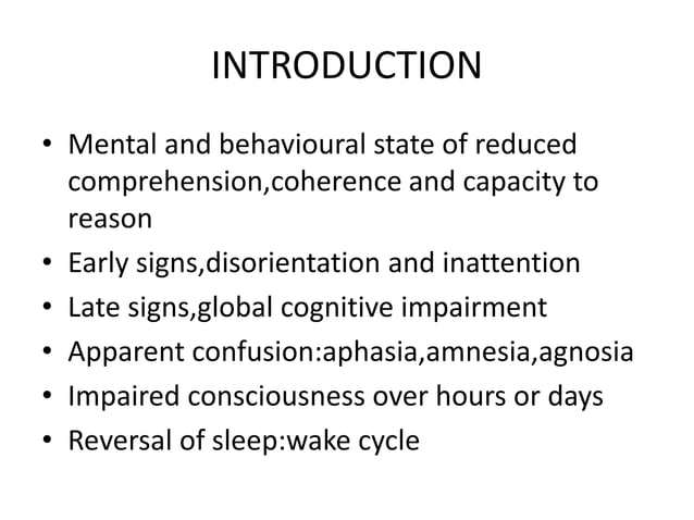 ACUTE CONFUSIONAL STATE by dr obiasulu ifunanya | PPTX | Brain and ...
