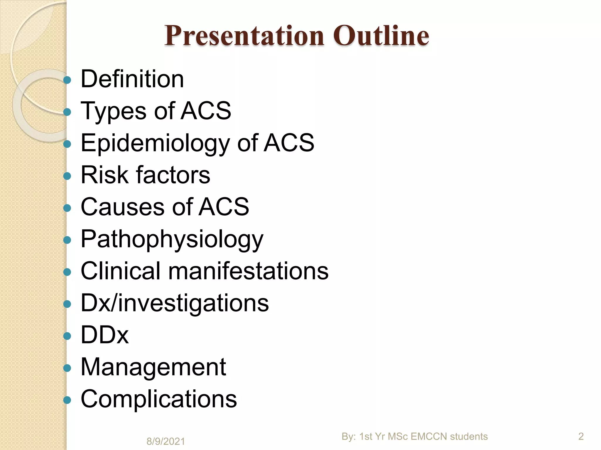 Acute coronary syndrome | PPTX