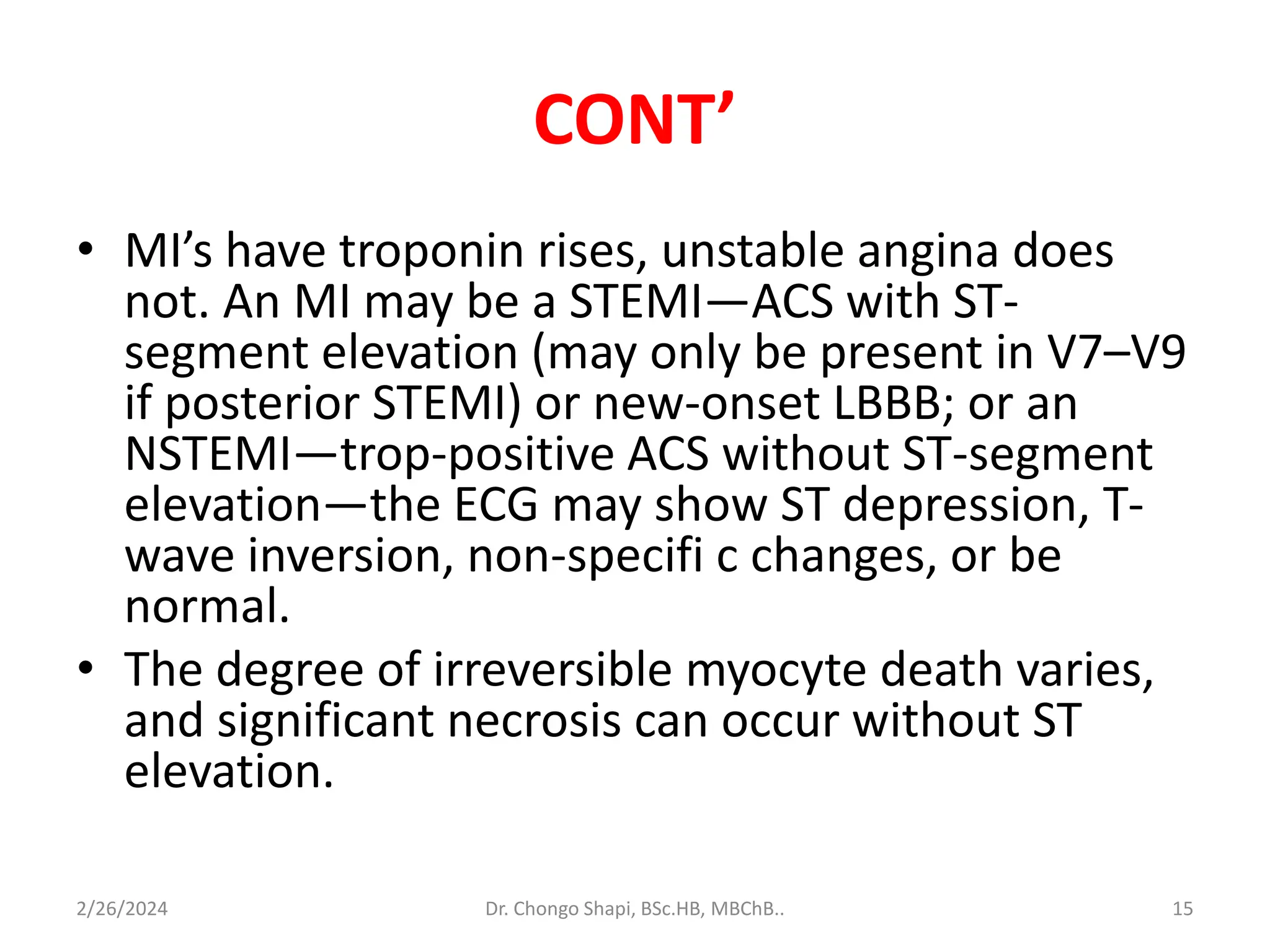 Acute Coronary Syndromes and Angina.. By Shapi. | PDF