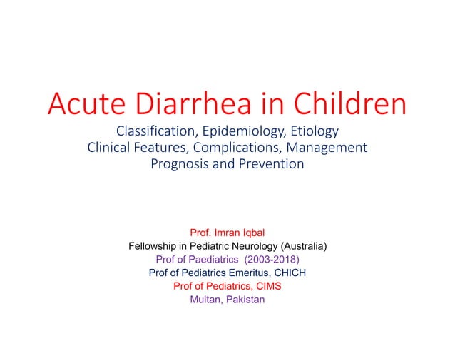 Acute Diarrhea in Children: Classification, Clinical Features ...