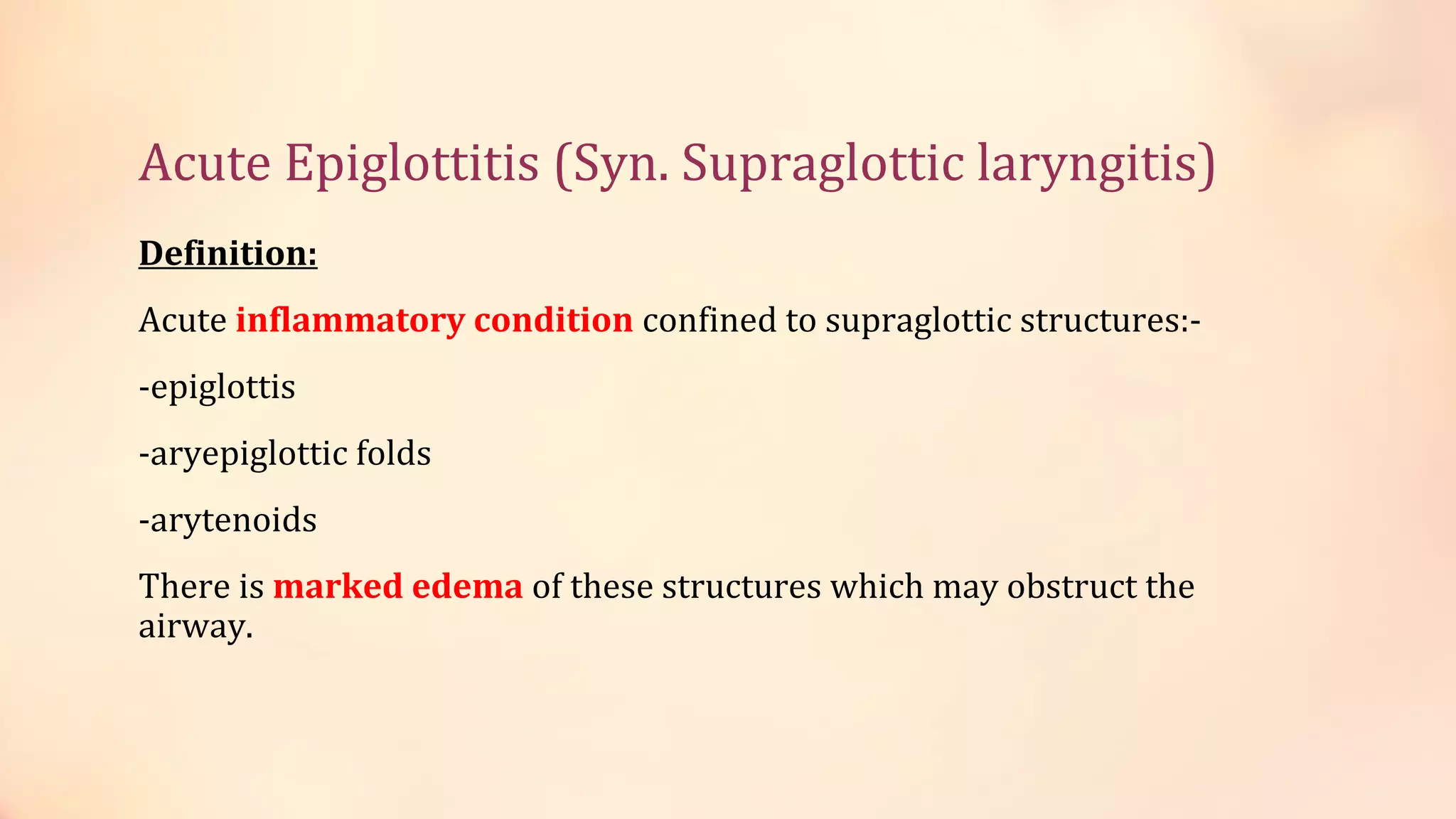 Acute epiglottitis | PPT