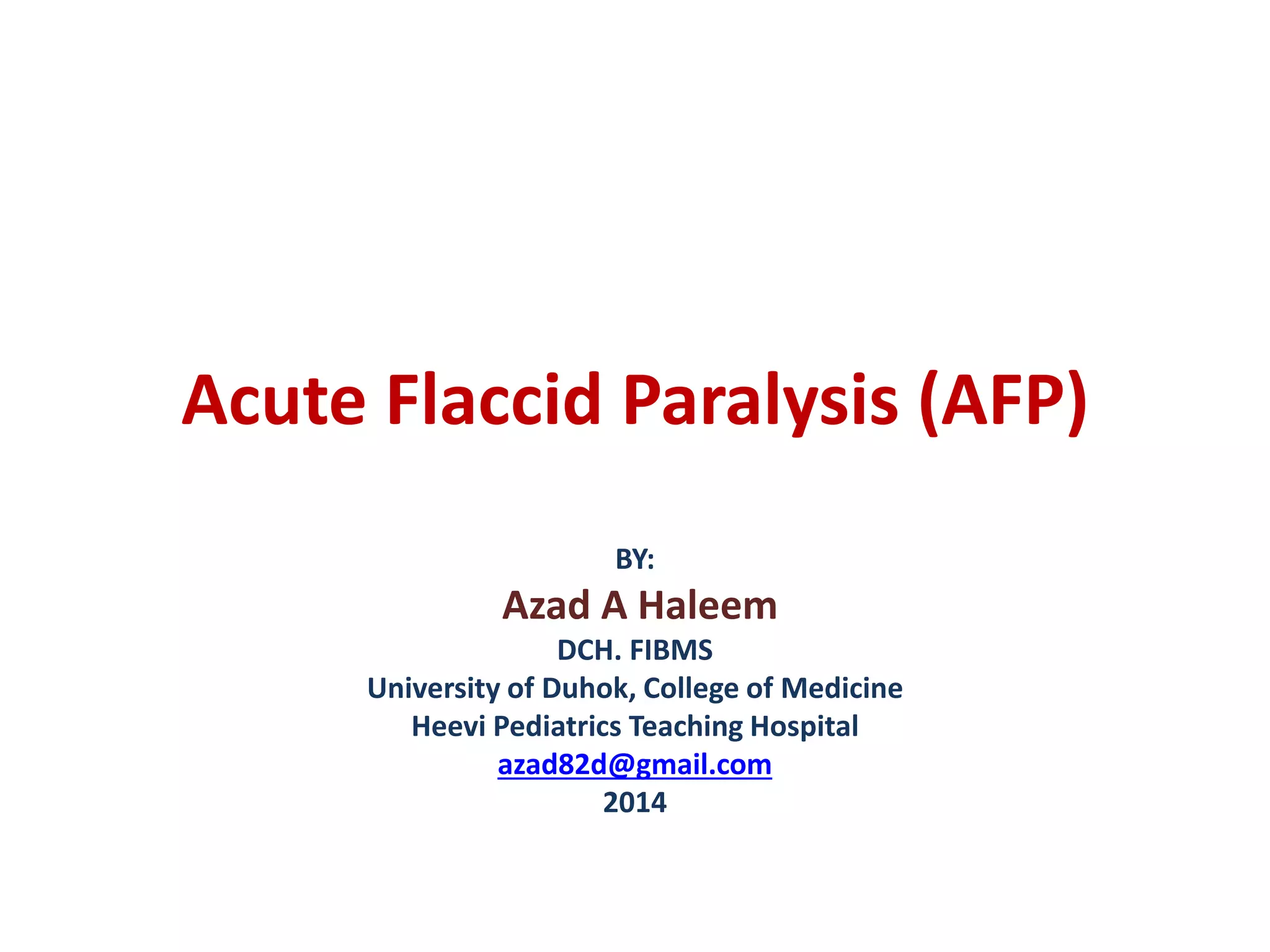 Acute flaccid paralysis (AFP) | PPTX