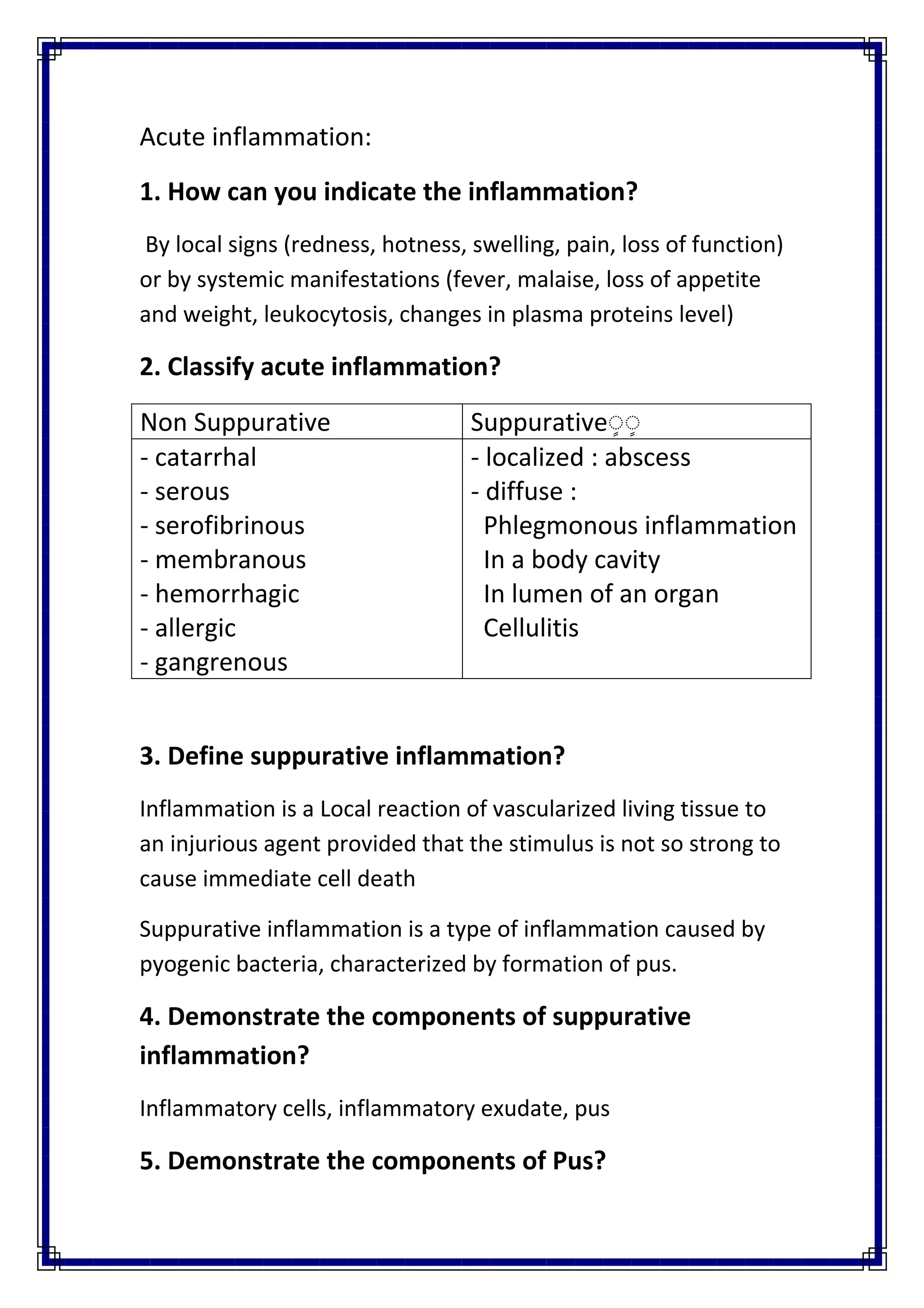Acute inflammation answers+(2) | PDF