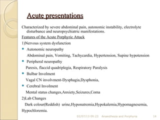 Acute intermittent porphyria case presentation | PPT