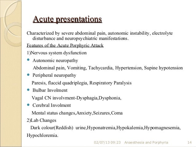Acute intermittent porphyria case presentation