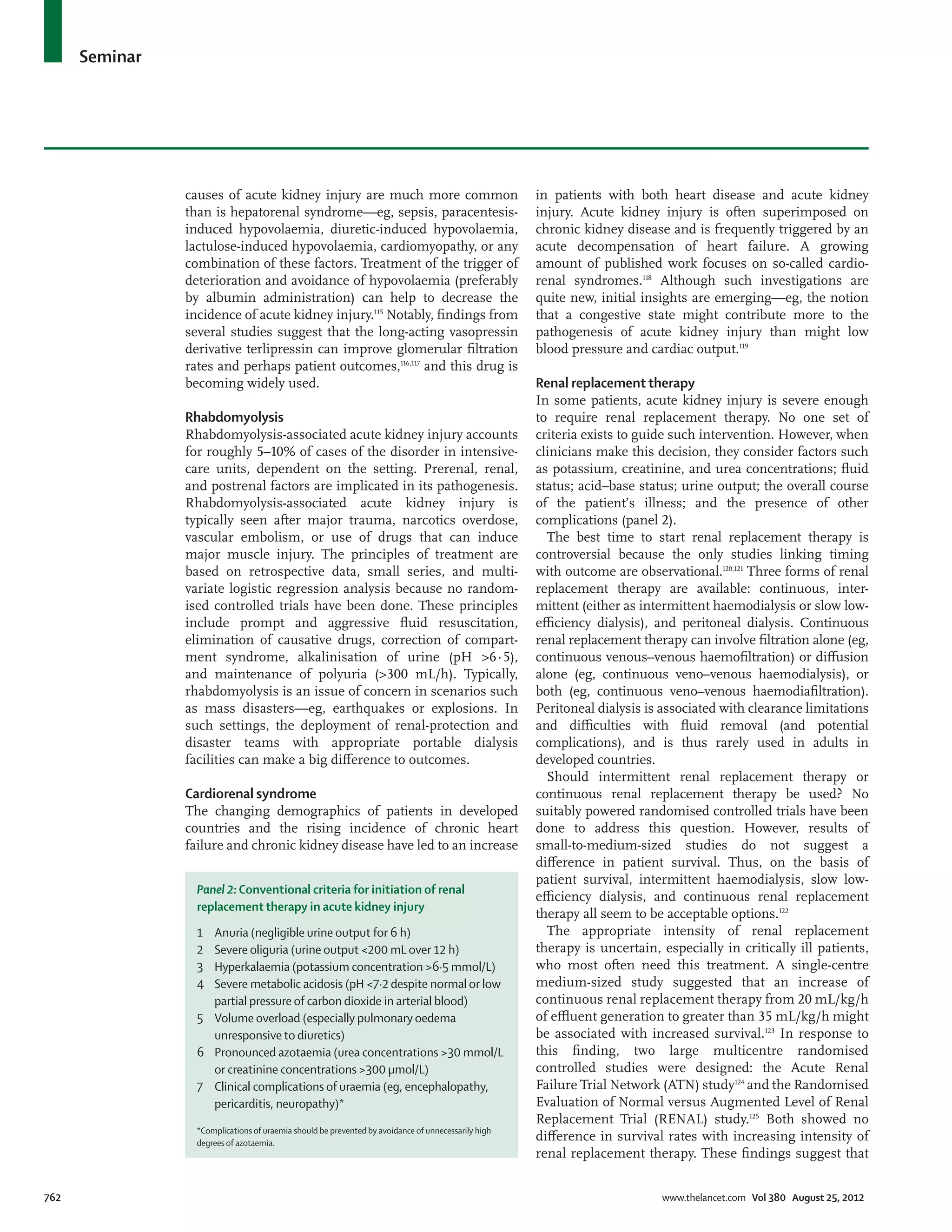 Acute Kidney Injury Lancet seminar | PDF