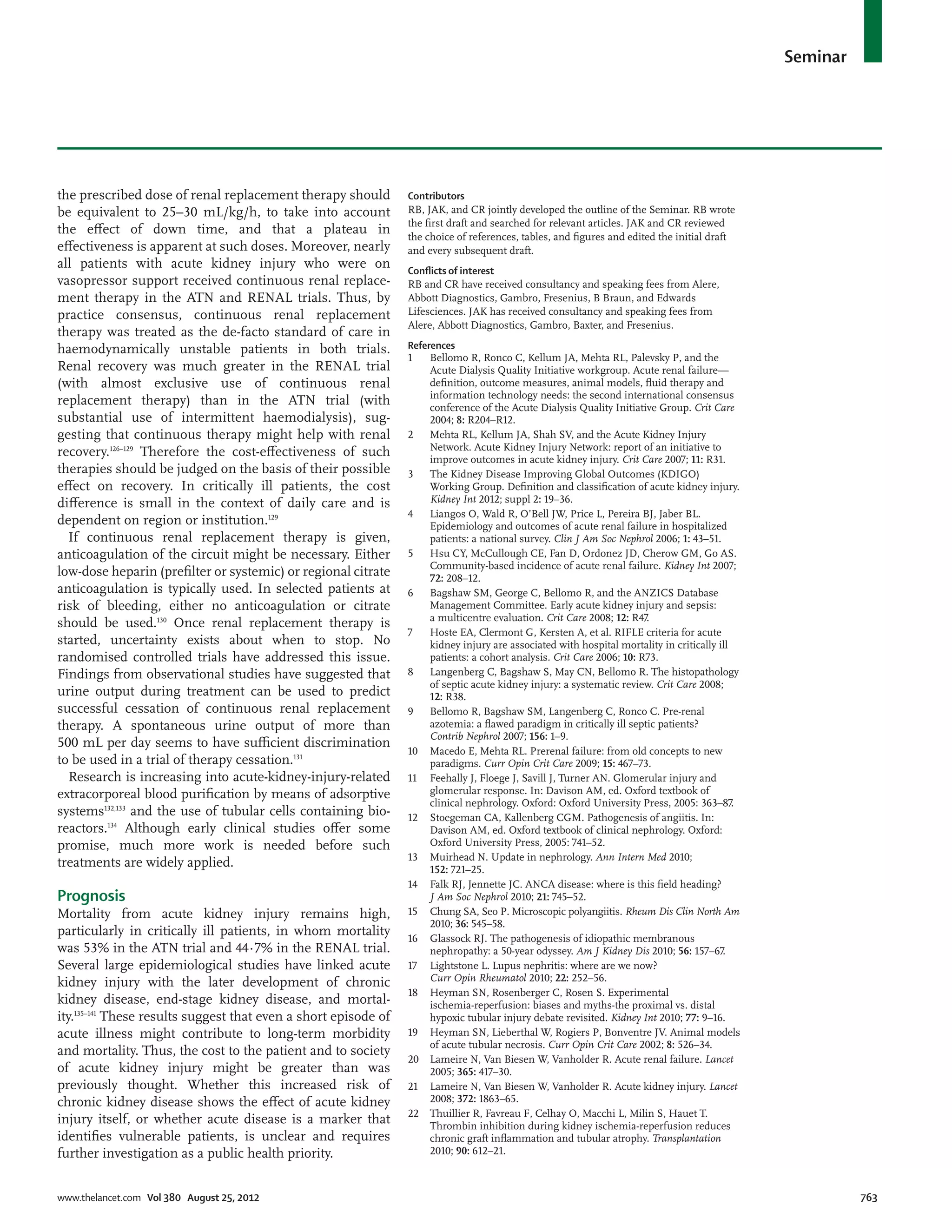 Acute Kidney Injury Lancet seminar | PDF