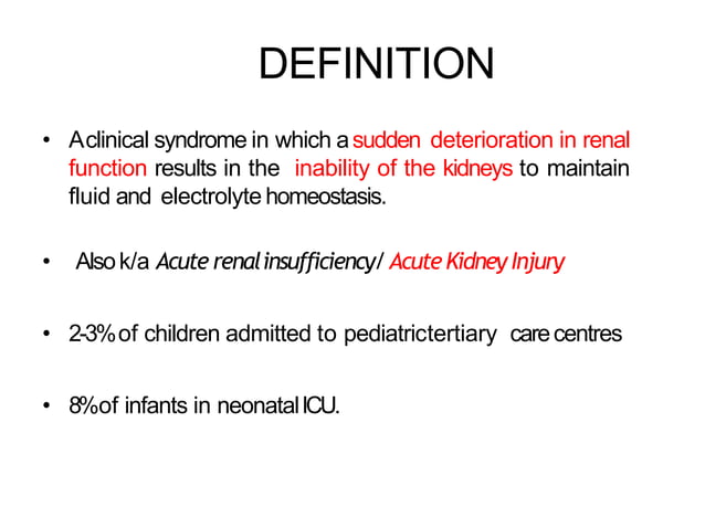 Acute kidney injury in pediatrics | PPTX | Blood Disorders | Diseases ...