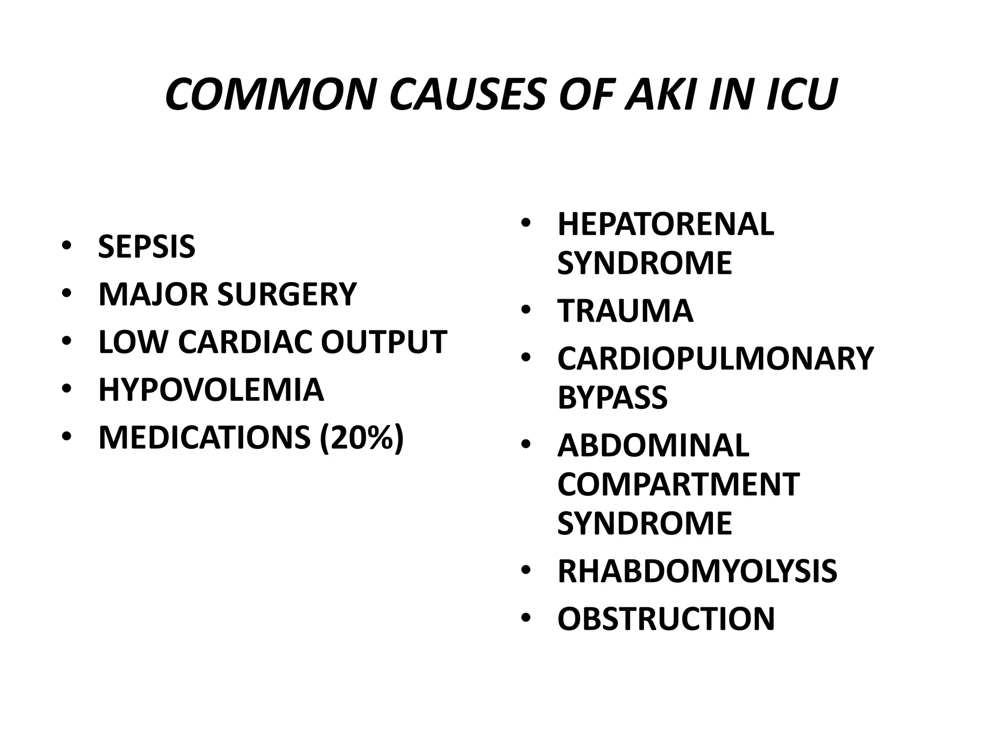 aki acute kidney injury causes pathogenesis clinical features and ...