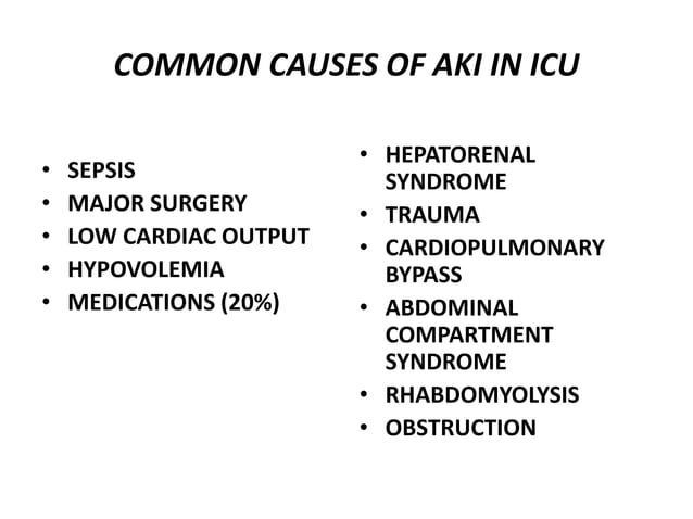 aki acute kidney injury causes pathogenesis clinical features and ...