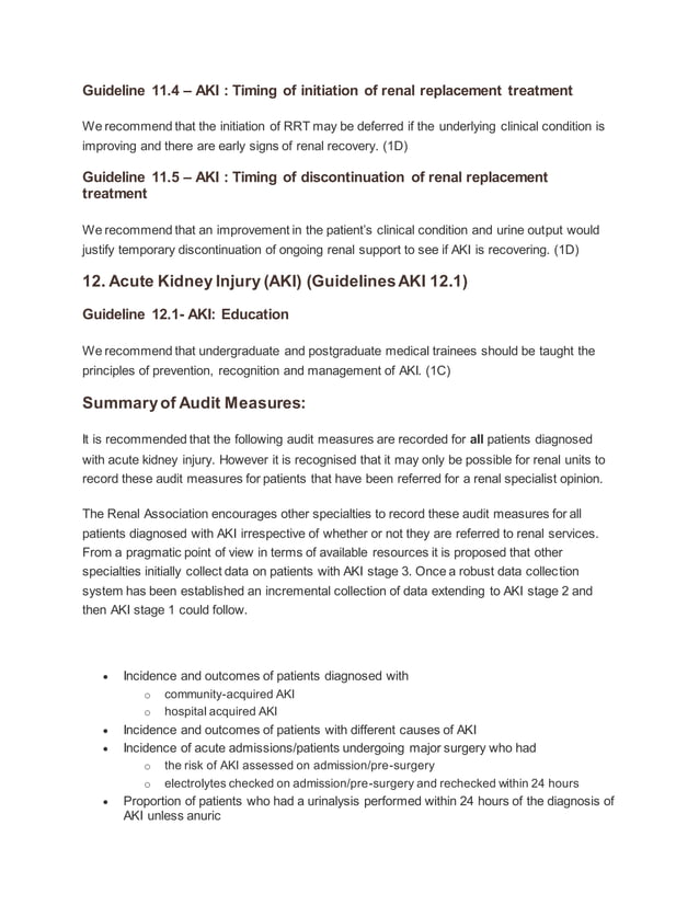 Acute kidney injury asa guidelines | DOCX | Blood Disorders | Diseases ...