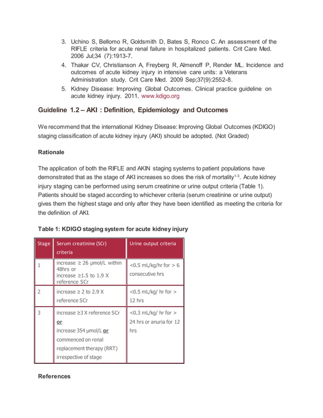 Acute kidney injury asa guidelines | DOCX | Blood Disorders | Diseases ...