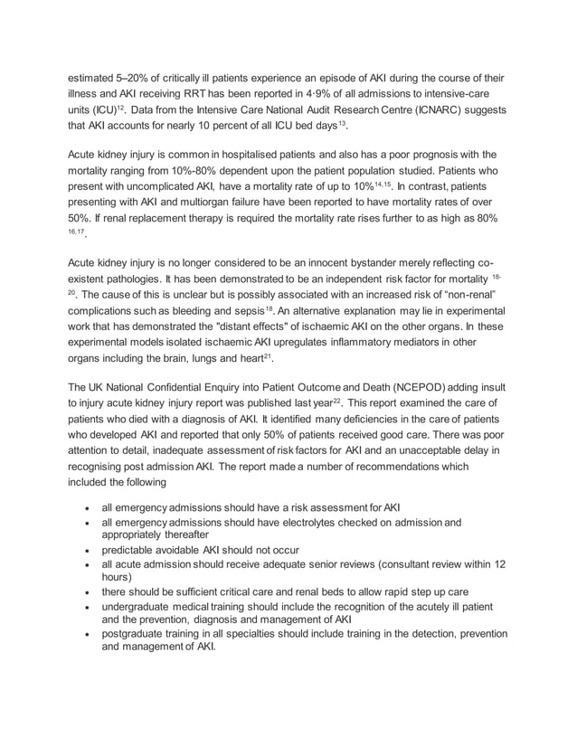 Acute kidney injury asa guidelines | DOCX | Blood Disorders | Diseases ...