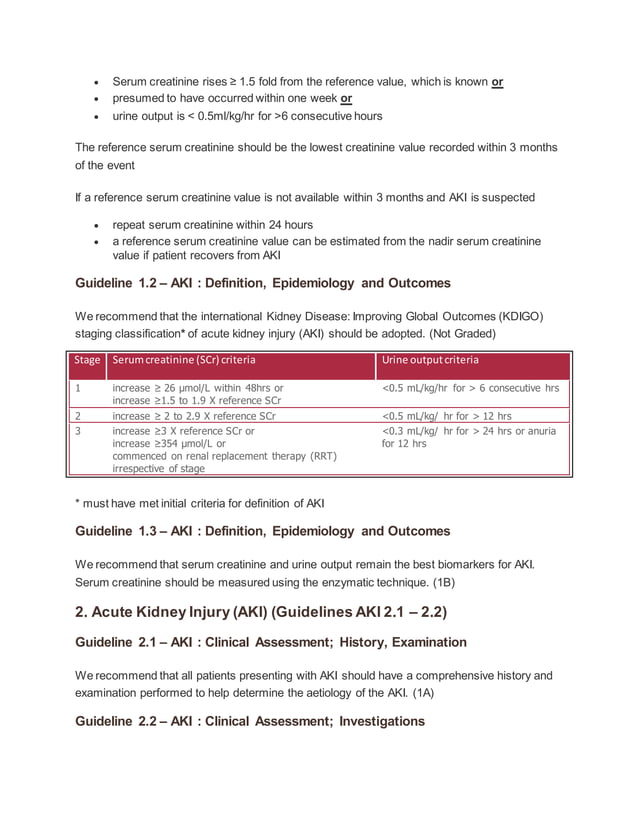 Acute kidney injury asa guidelines | DOCX | Blood Disorders | Diseases ...