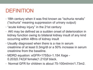 Acute kidney injury by dr babalola | PPTX