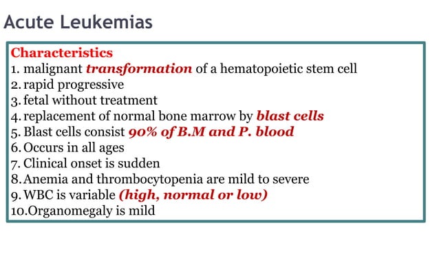 Acute leukemia -AML-ALL.ppt | Blood Disorders | Diseases and Conditions