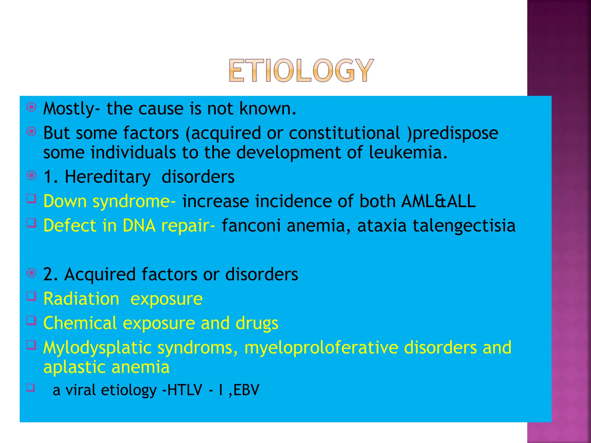 Acute leukemia is a rapidly progressive malignant disorder of the bone ...