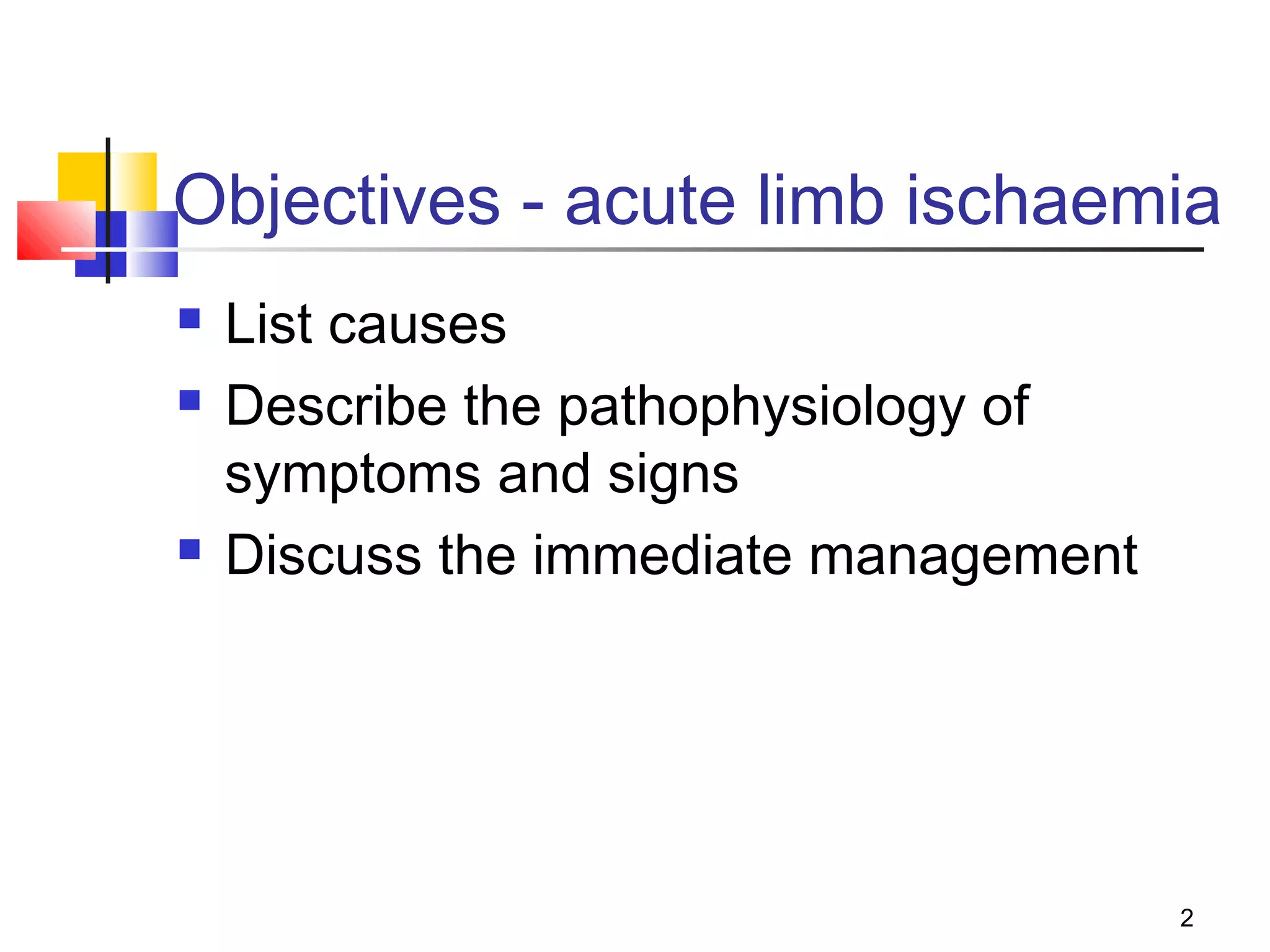 Acute limb ischaemia | PPT