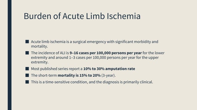 Acute limb ischemia | PPTX | First Aid | Injuries
