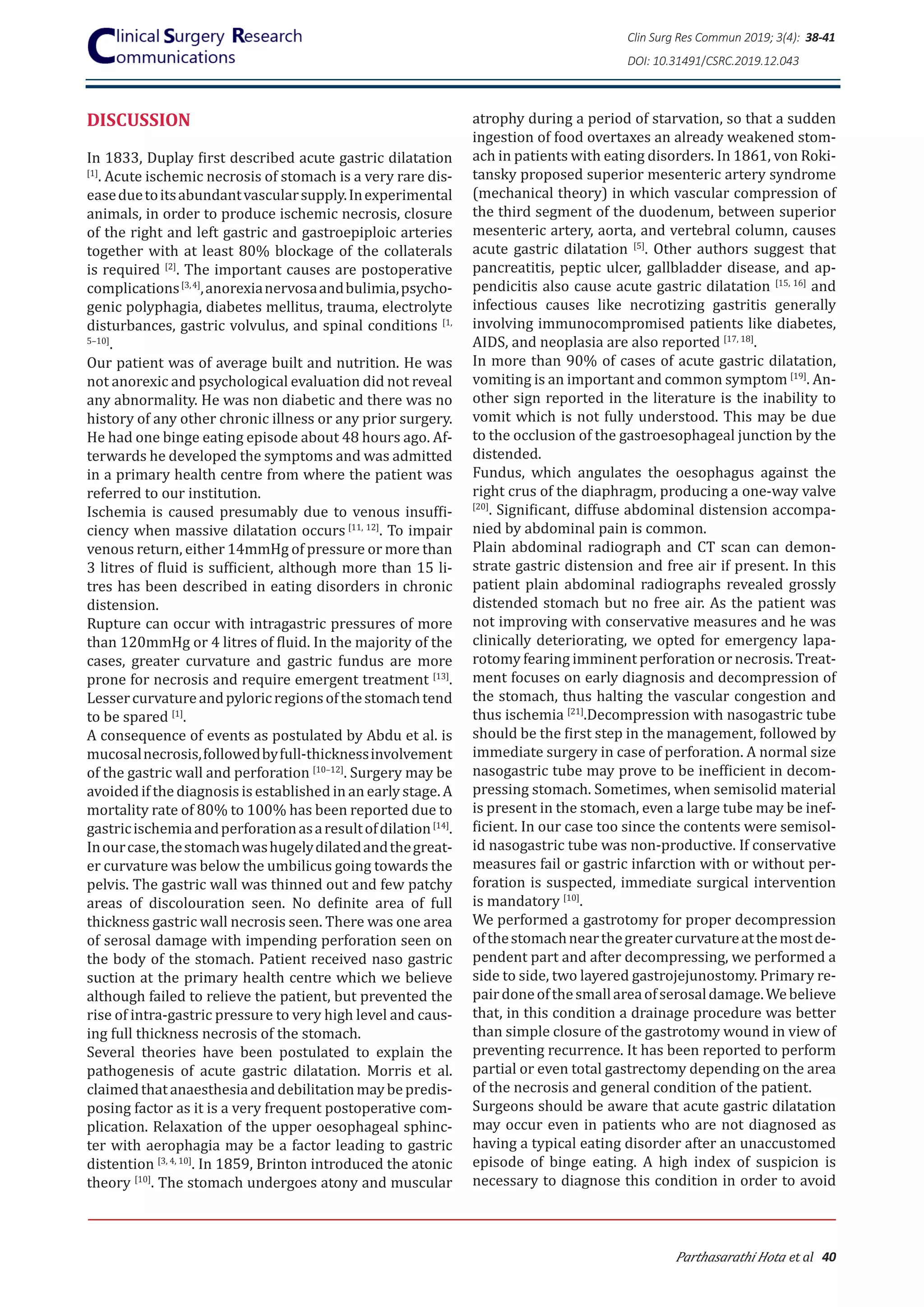 Acute massive gastric dilatation a surgical emergency | PDF