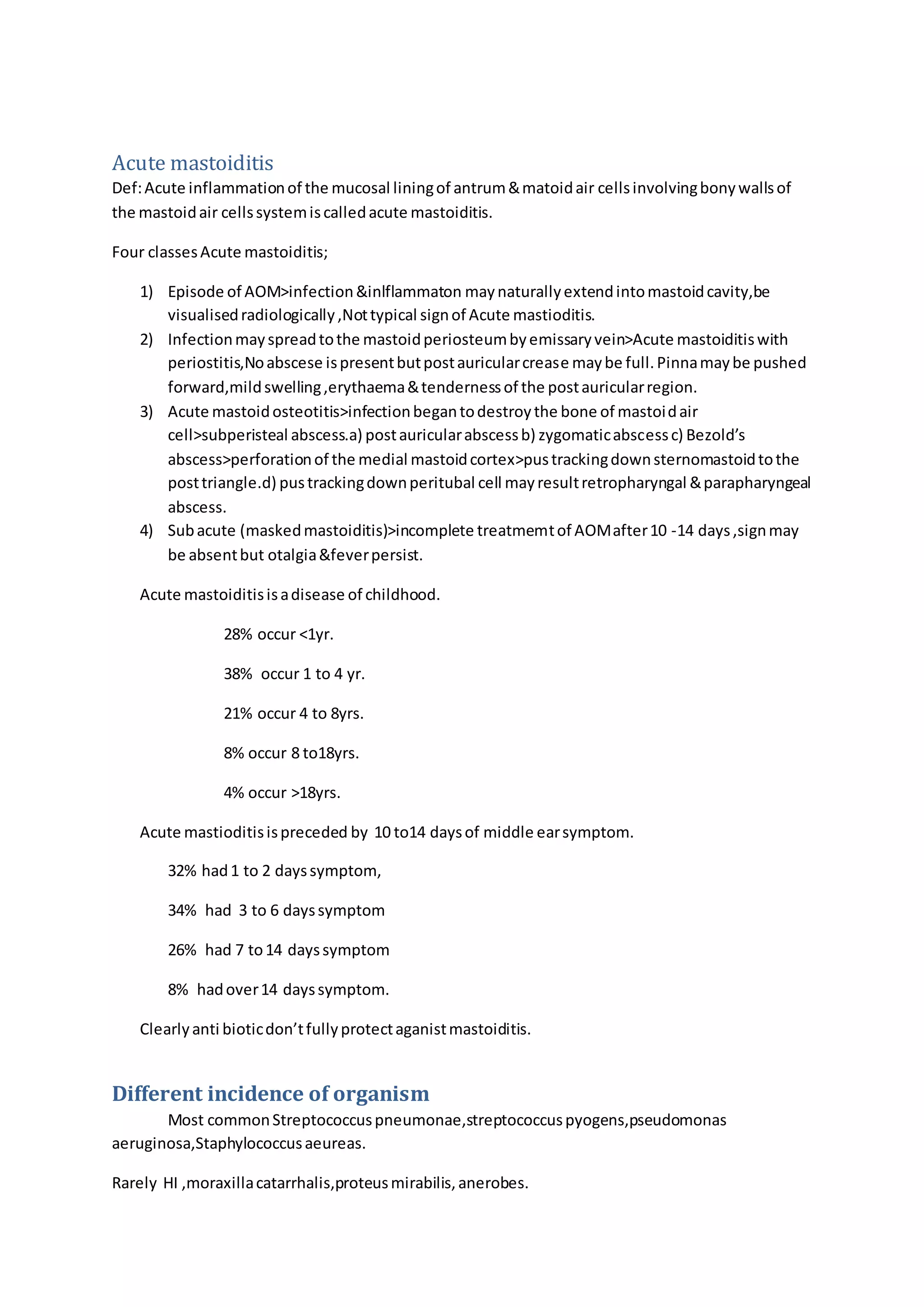 Acute mastoiditis | DOCX | Ear, Nose and Throat Conditions | Diseases ...
