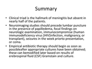 Meningitis: Epidemiology, diagnosis and management | PPTX