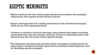 Acute Meningitis - pathophysiology, diagnosis treatment | PPTX