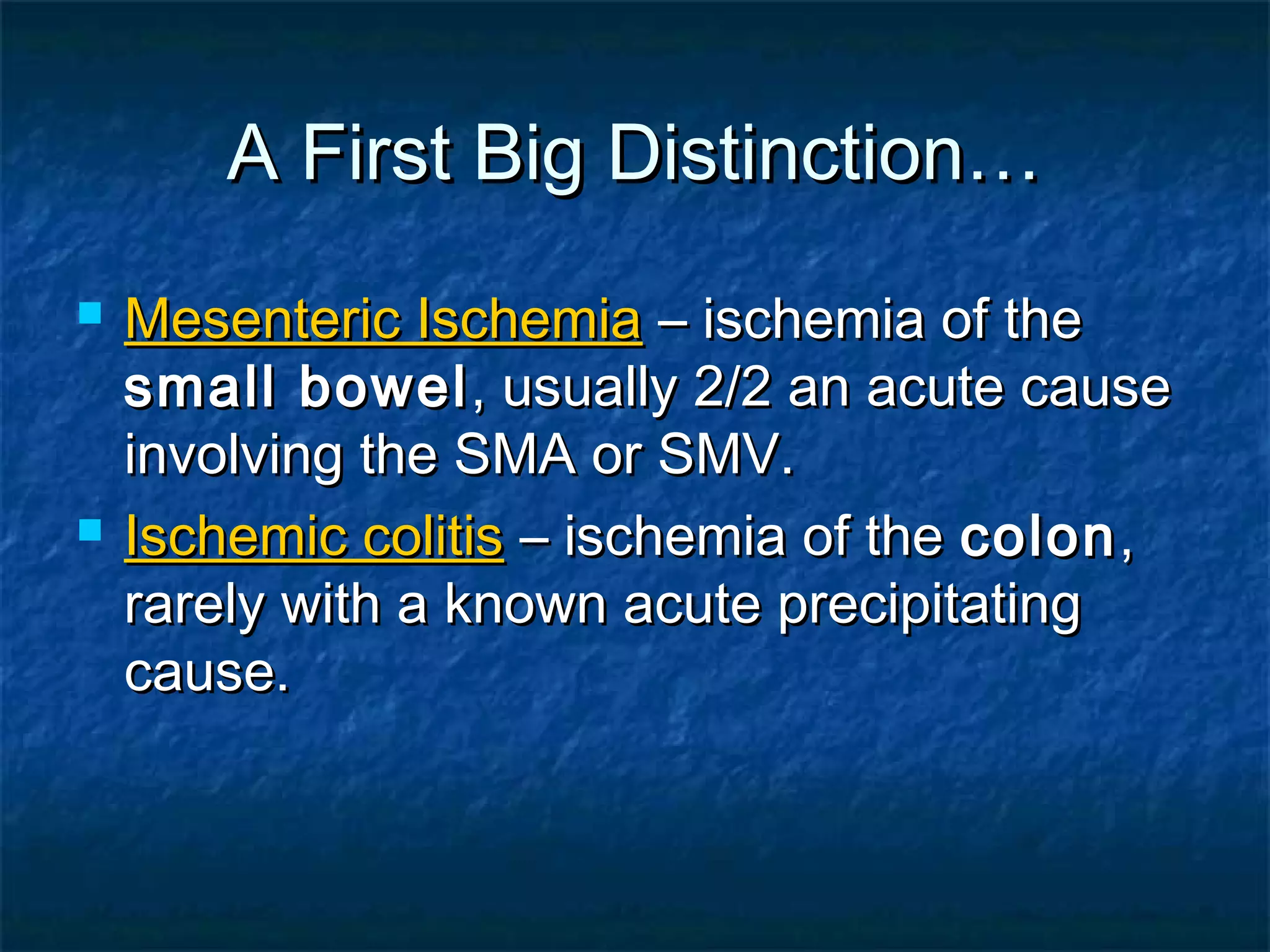 Acute mesenteric ischemia | PPT | Blood Disorders | Diseases and Conditions