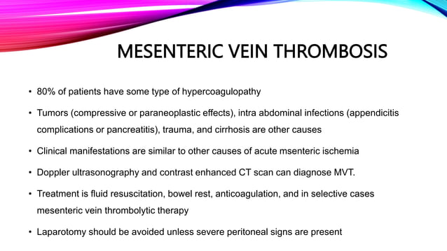Acute mesenteric ischemia; anatomy, pathophysiology and management | PPTX