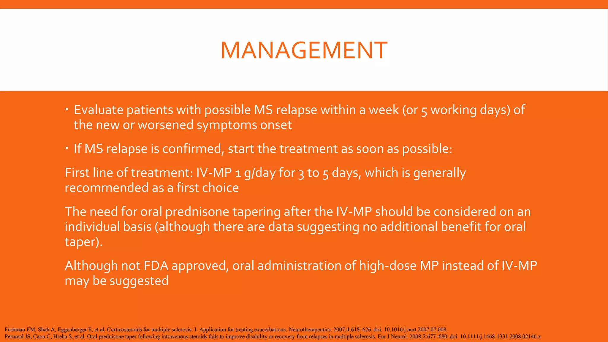 Acute Multiple Sclerosis Relapse Treatment | PPTX