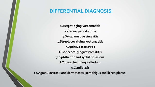 Acute Necrotizing Ulcerative Gingivitis.pptx | Dental Health | Diseases ...